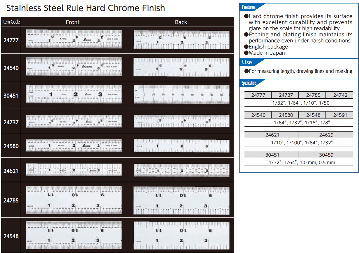 Ichiban Precision Sdn Bhd - Shinwa - Shinwa Stainless Steel Rule Hard Chrome Finish